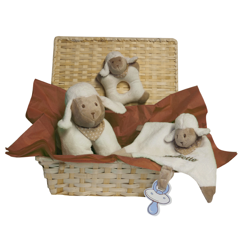 Joli-Cadeau - idée cadeau naissance : Coffret de naissance brodé mouton Joli-Cadeau - idée cadeau naissance : Coffret de naissance brodé mouton
